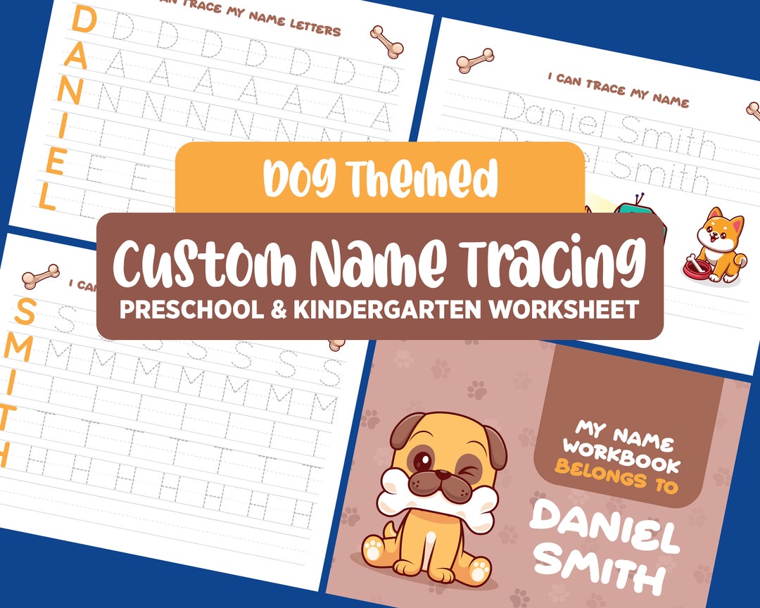 Name Tracing Worksheets for Pre-k & Kindergarten, Custom Name Writing ...