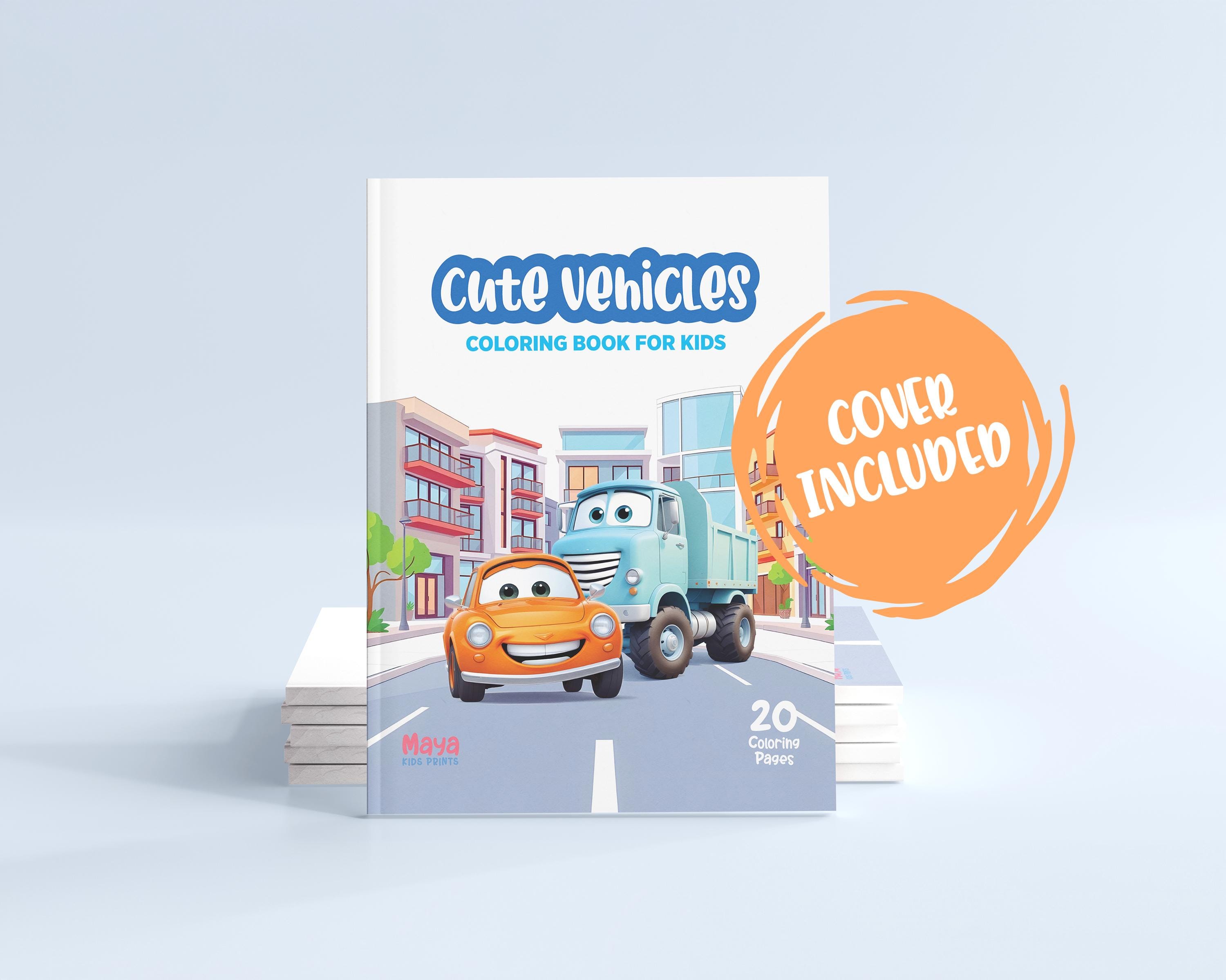 Vehicle Coloring Book Pages for Boys - Cute Cars, Trucks, Planes - Easy ...