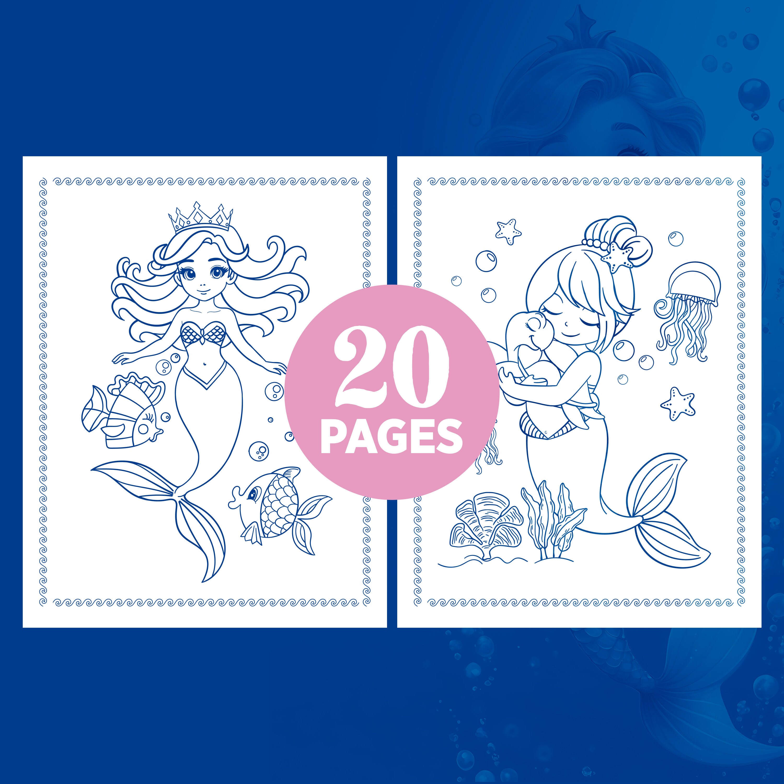 Mermaid Coloring Book Pages for Girls Kids Coloring Pages, Easy to ...