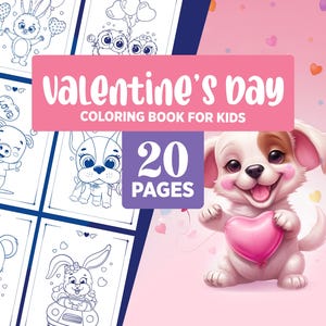 Valentines Day Animal Coloring Pages for Kids: Cute Coloring Book, Love ...