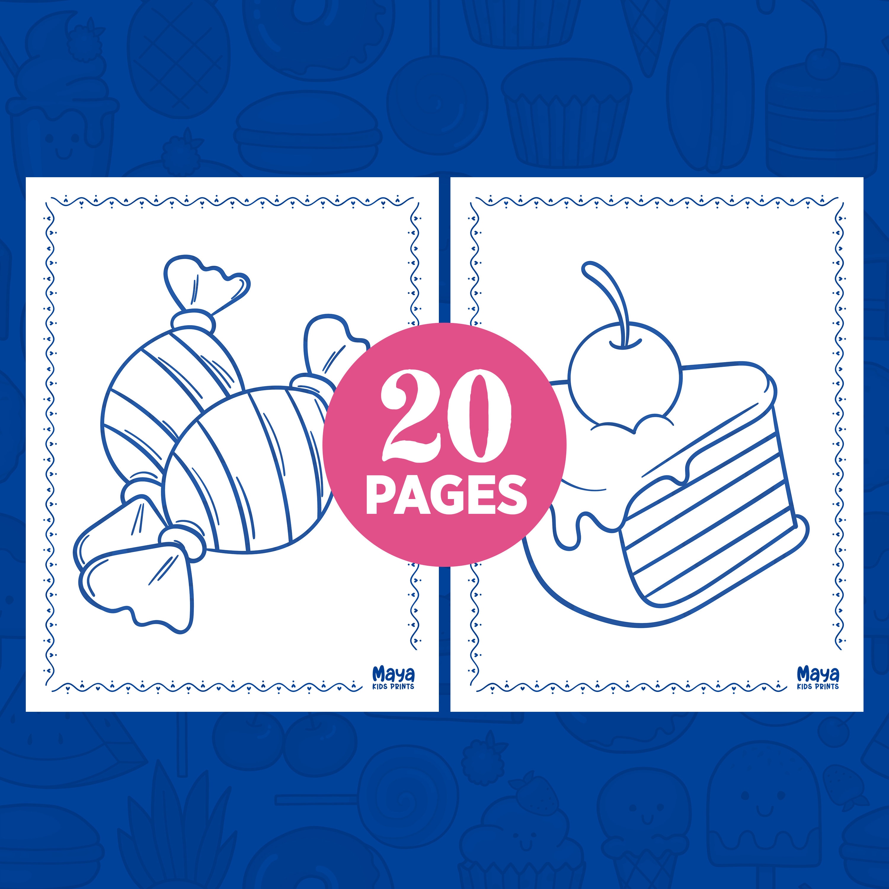 Desserts Coloring Book Pages for Kids: 20 Fun Coloring Pages Featuring ...