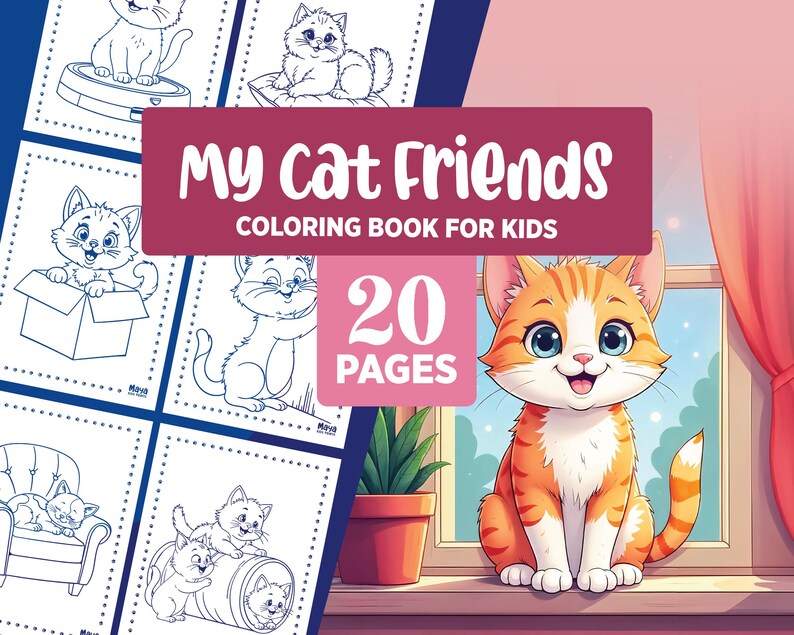 Cat Coloring Book PDF for Kids | Easy & Cute Printable Cat Pages ...