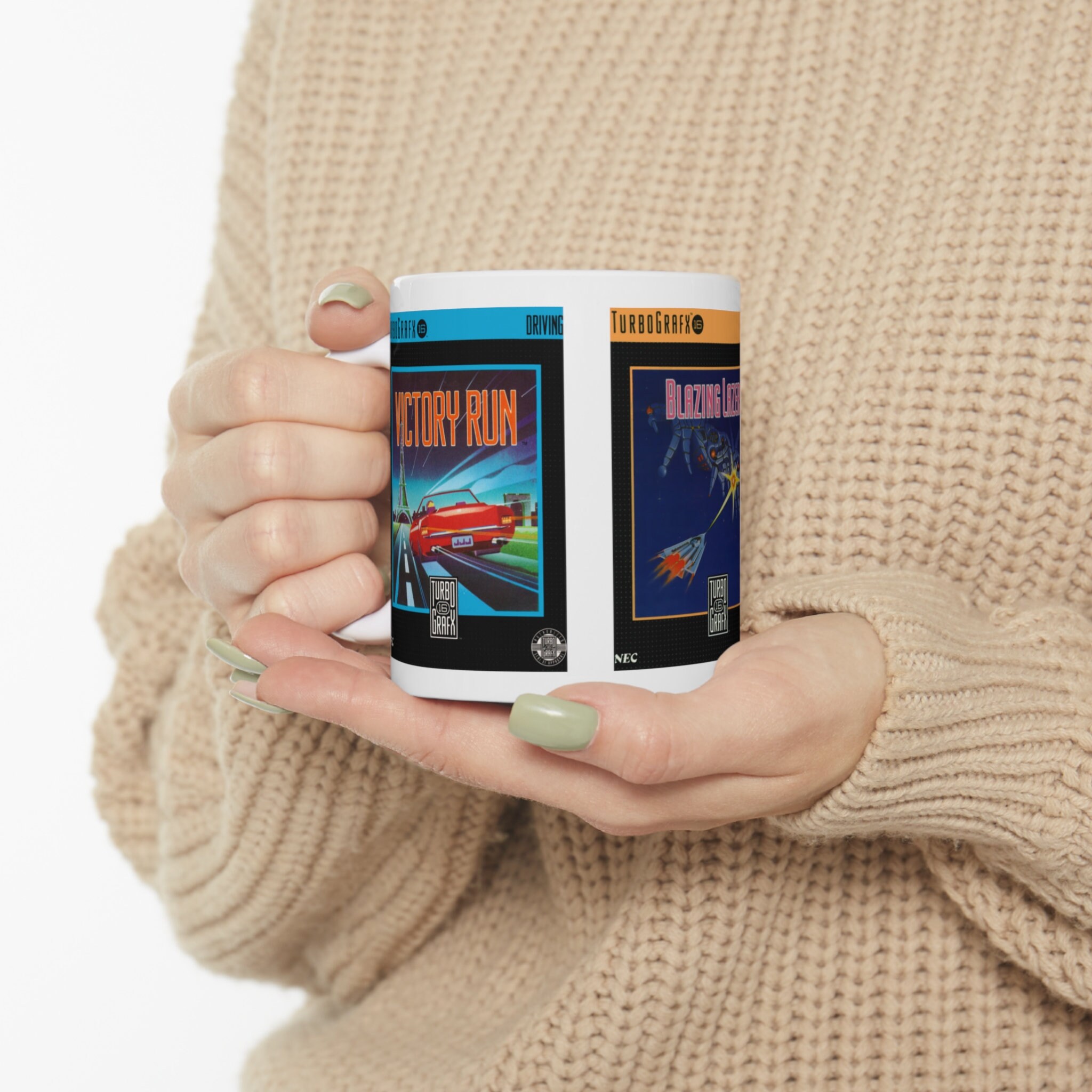 Turbo Grafx Mug, Victory Run Blazing Lazers the Legendary Ax, Classic ...