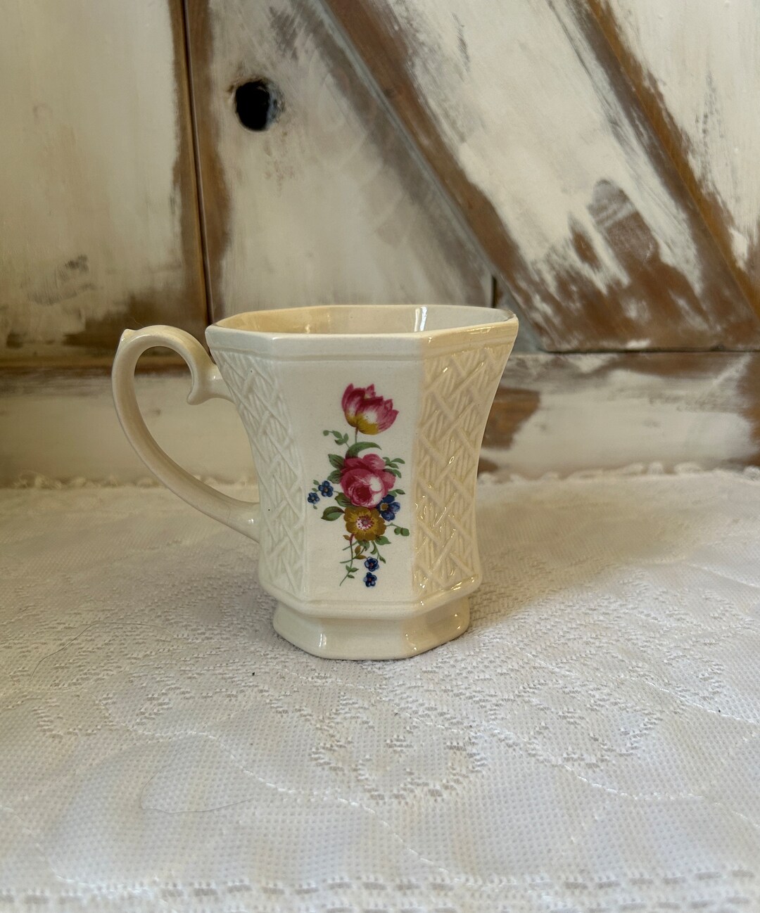 Sadler England Octagon Tea Cup Windsor Pattern Embossed Trellis Coffee ...