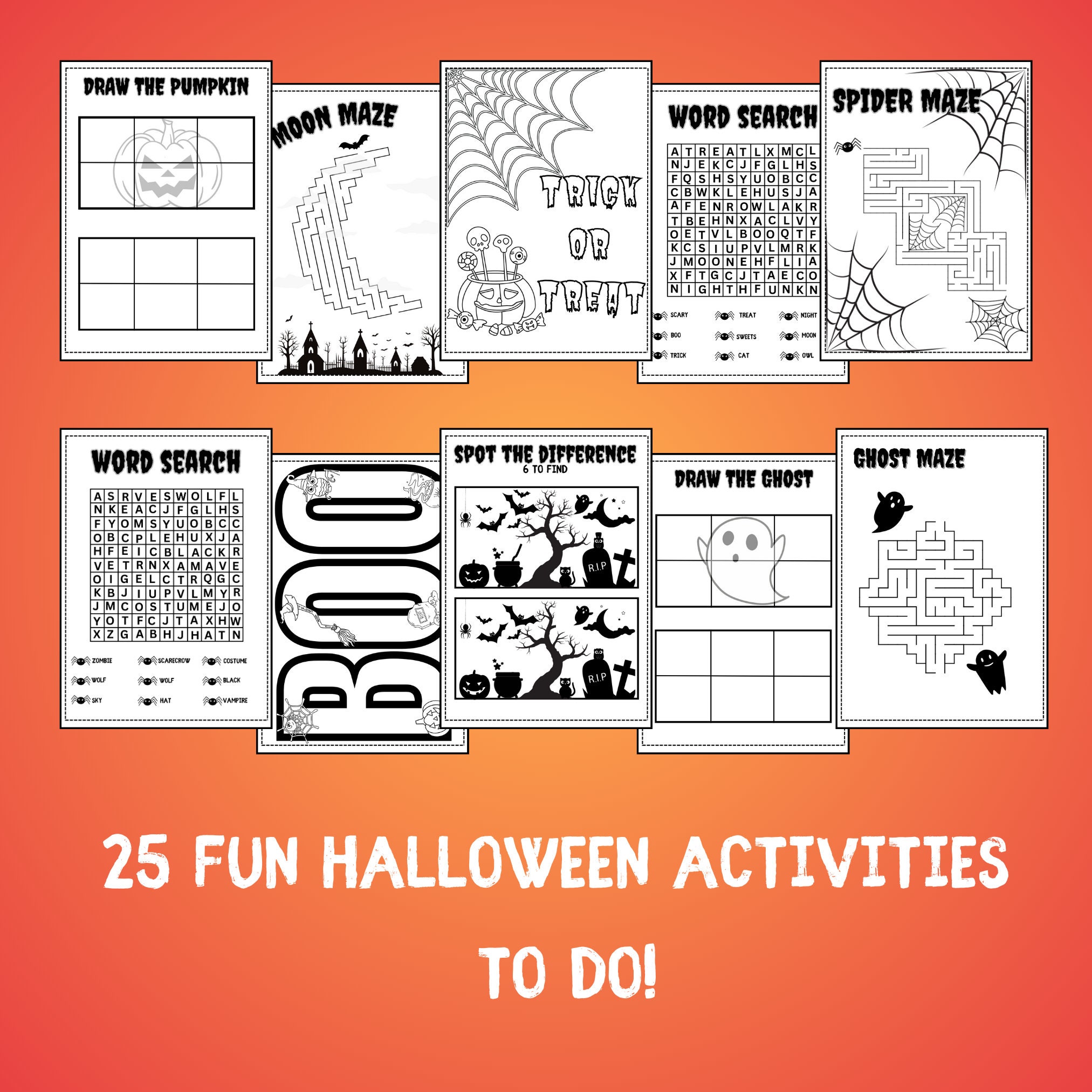 25 Printable Halloween Activities, Halloween Word Search, Halloween ...