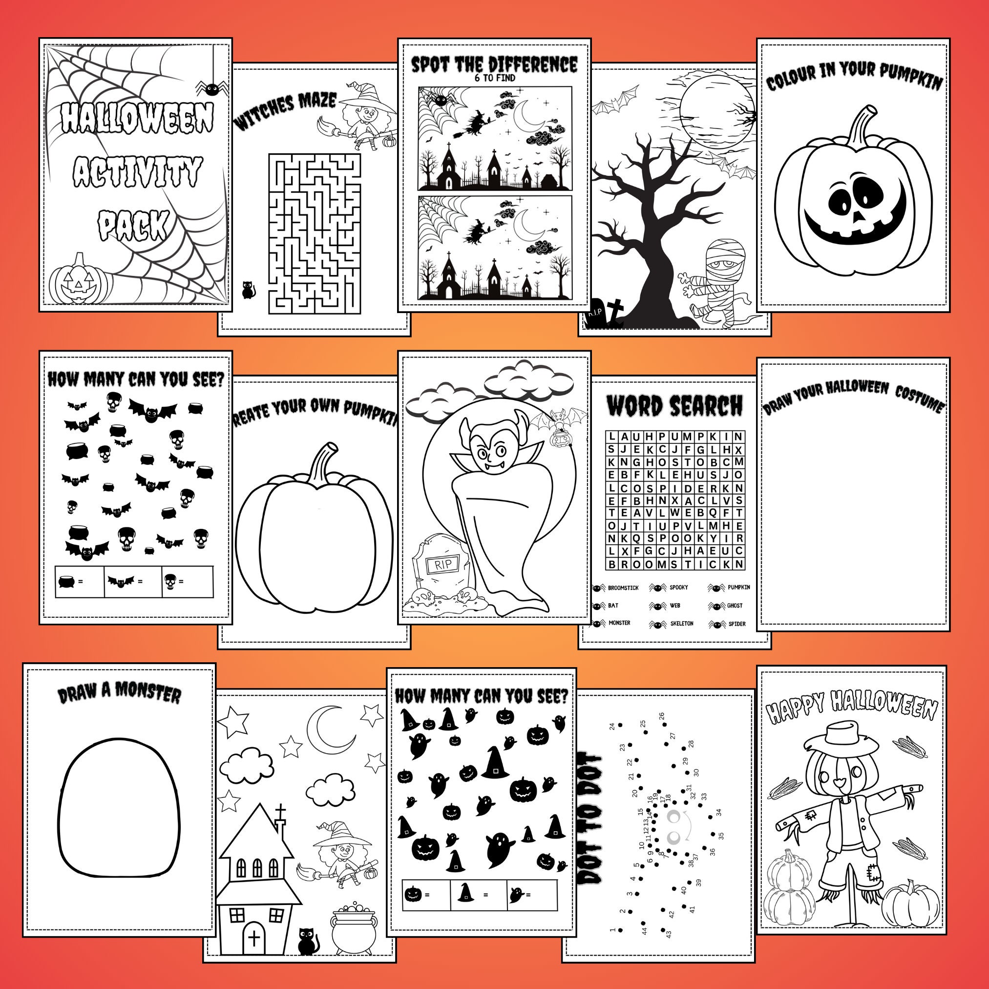 25 Printable Halloween Activities, Halloween Word Search, Halloween ...