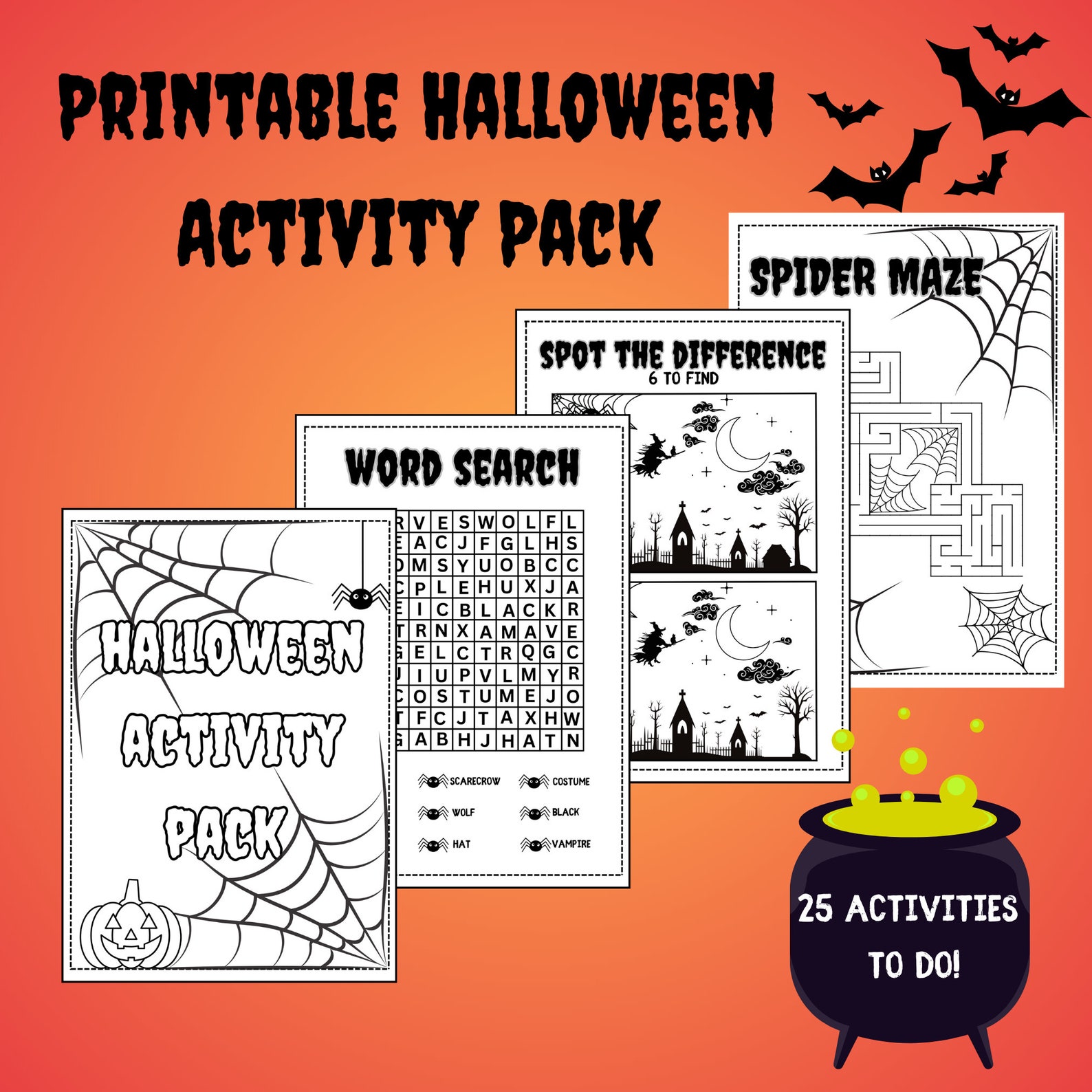 25 Printable Halloween Activities, Halloween Word Search, Halloween ...