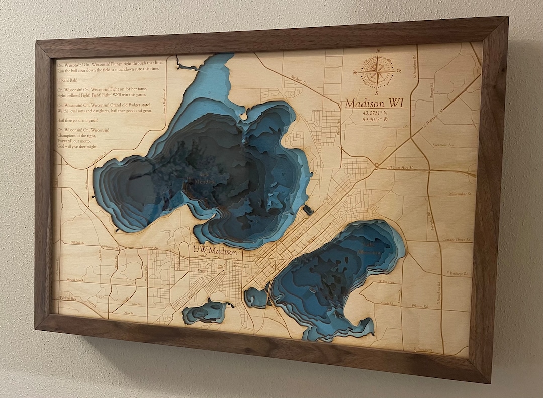Custom 3D Laser-cut Lake Bathymetry Map - Etsy