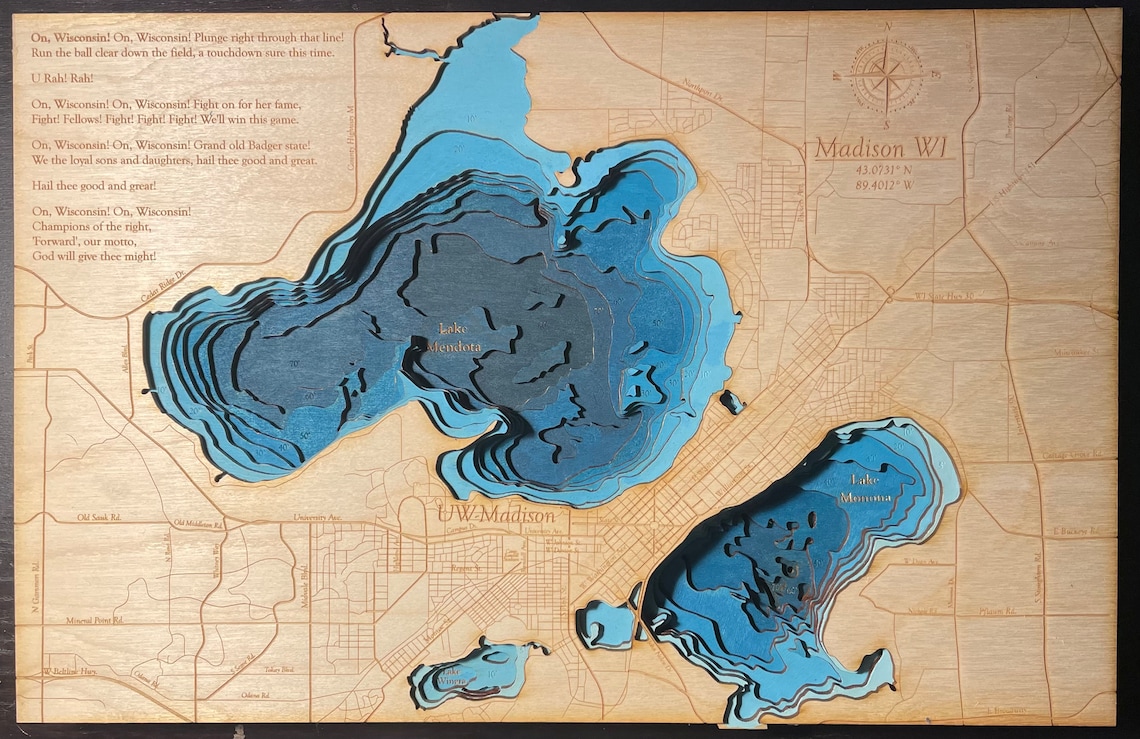 Custom 3D Laser-cut Lake Bathymetry Map - Etsy