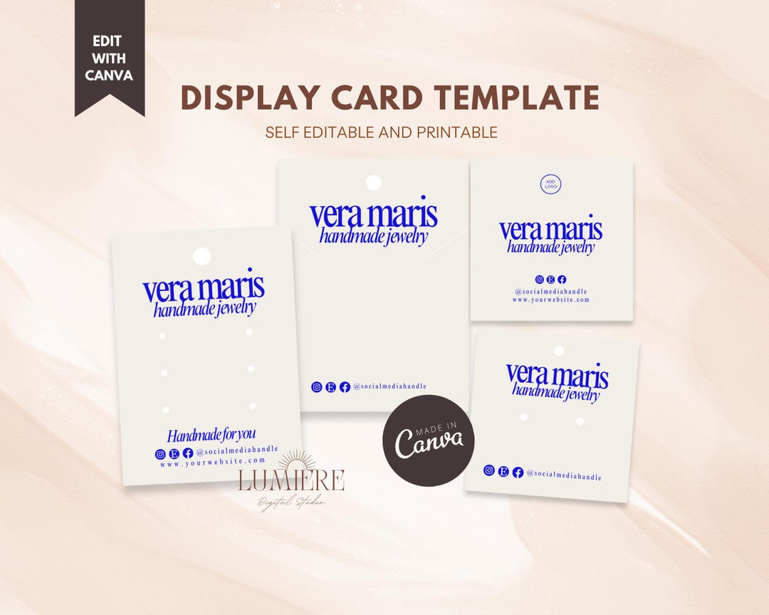 Minimalist Jewelry Display Card Template, Elegant Handmade Accessory ...