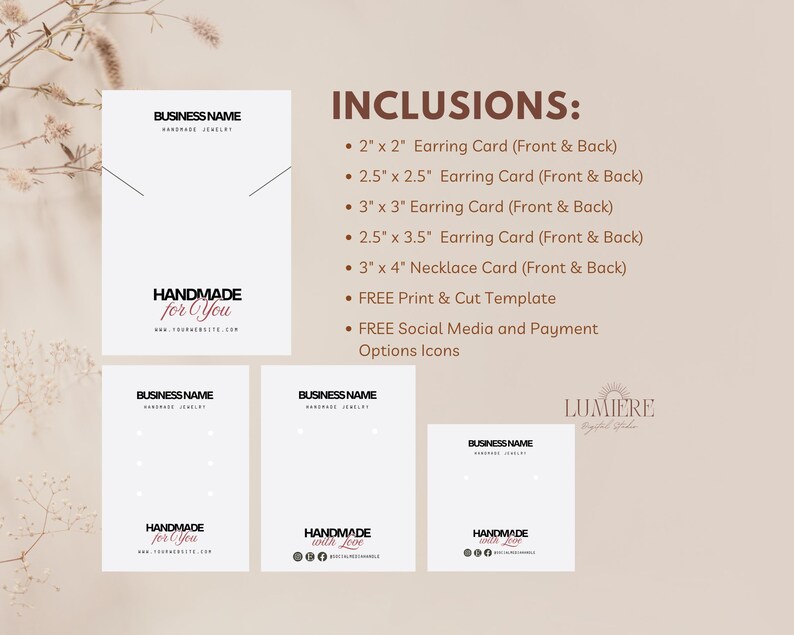 Editable Jewelry Display Card Template, Custom Earring Card Packaging ...