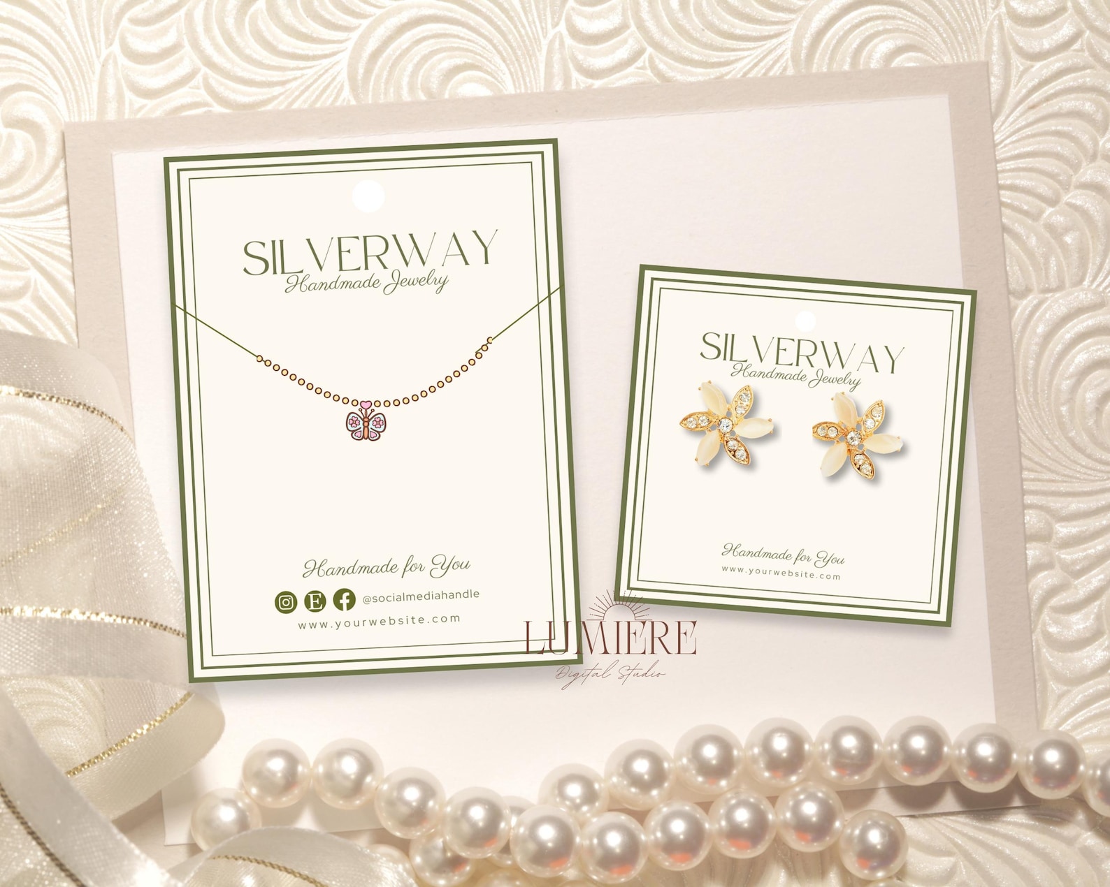 Custom Jewelry Cards for Necklace Card, Editable Jewelry Display Cards ...