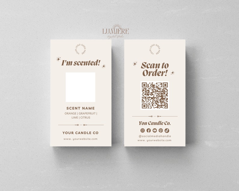 Scent Sample Card Template, Editable QR Code Scan to Order, Printable ...