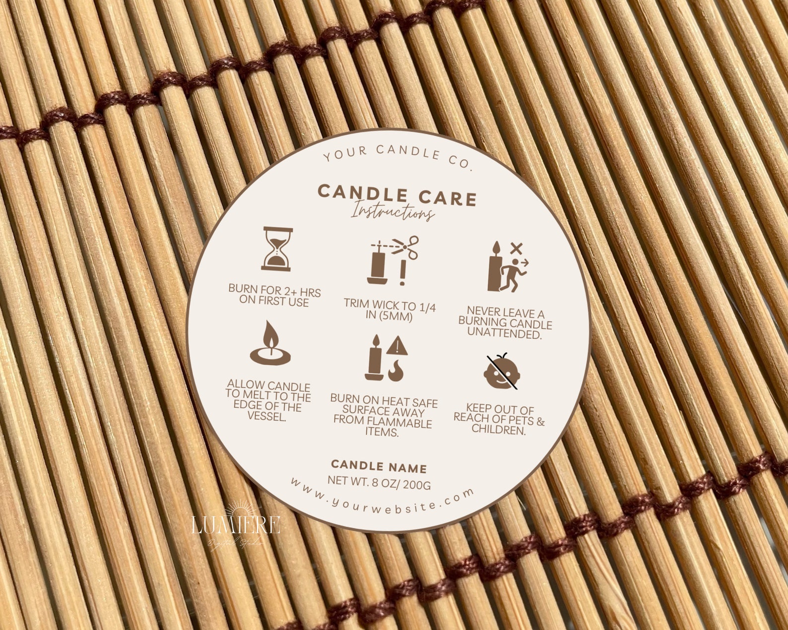 Minimal Candle Warning Label Template, Editable Candle Burning Label ...