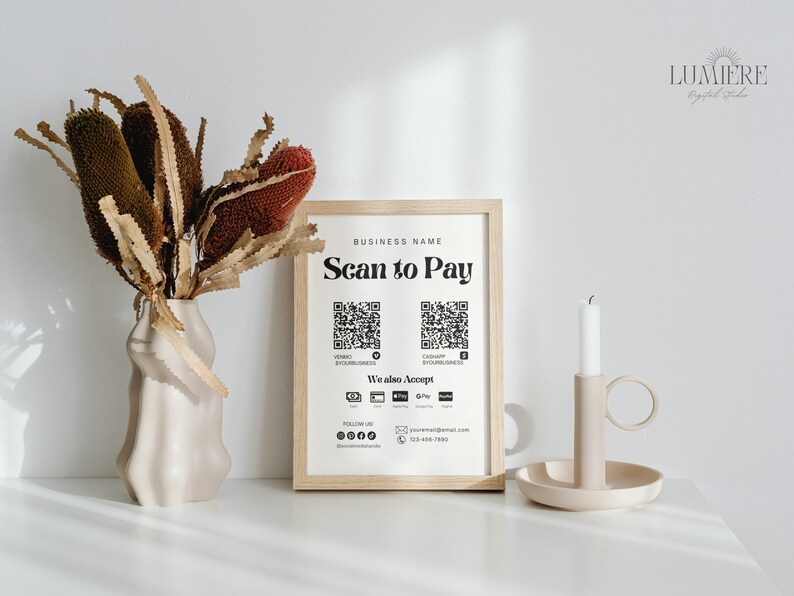 Editable Scan to Pay Sign, QR Code Sign Template, Scan to Pay Template ...