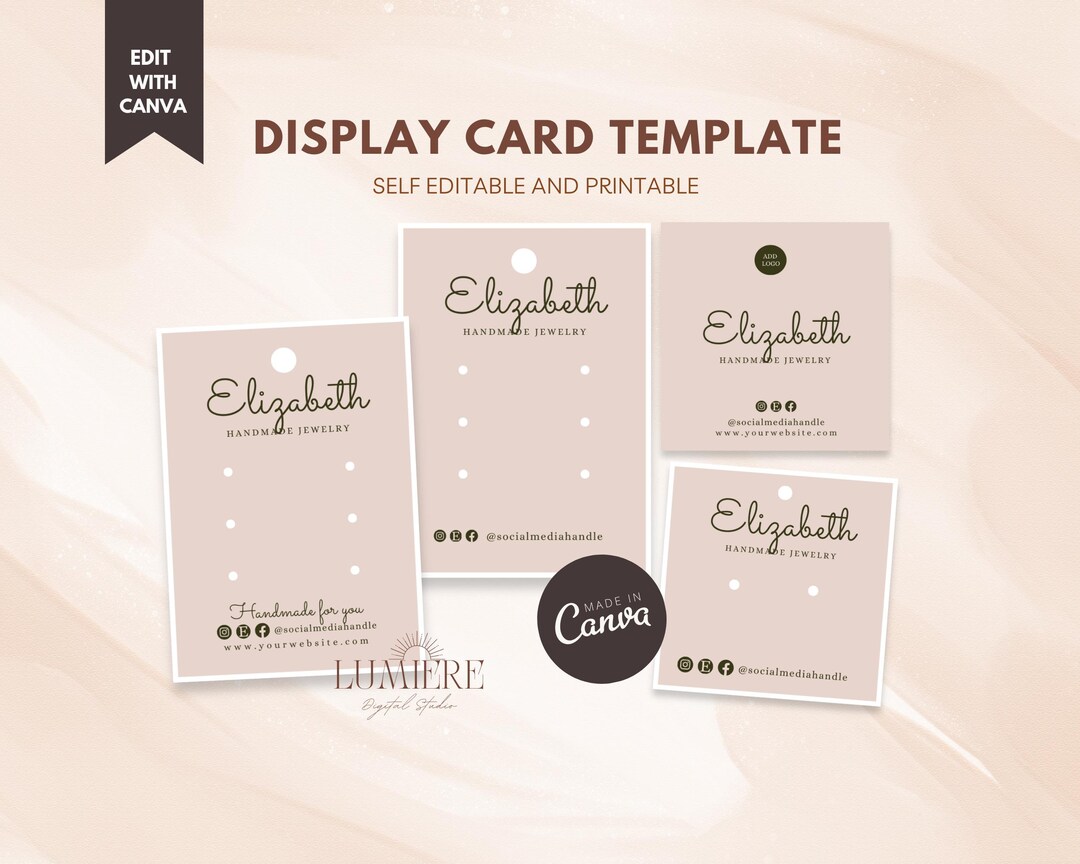 Vintage Display Card Templates Canva, DIY Jewelry Product Display Cards ...