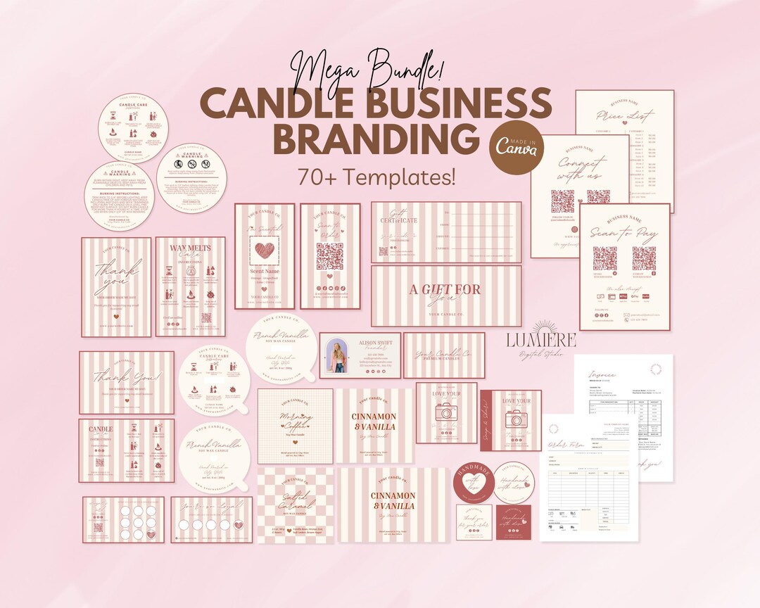 Editable Candle Business Branding Kit Candle Branding Bundle Diy
