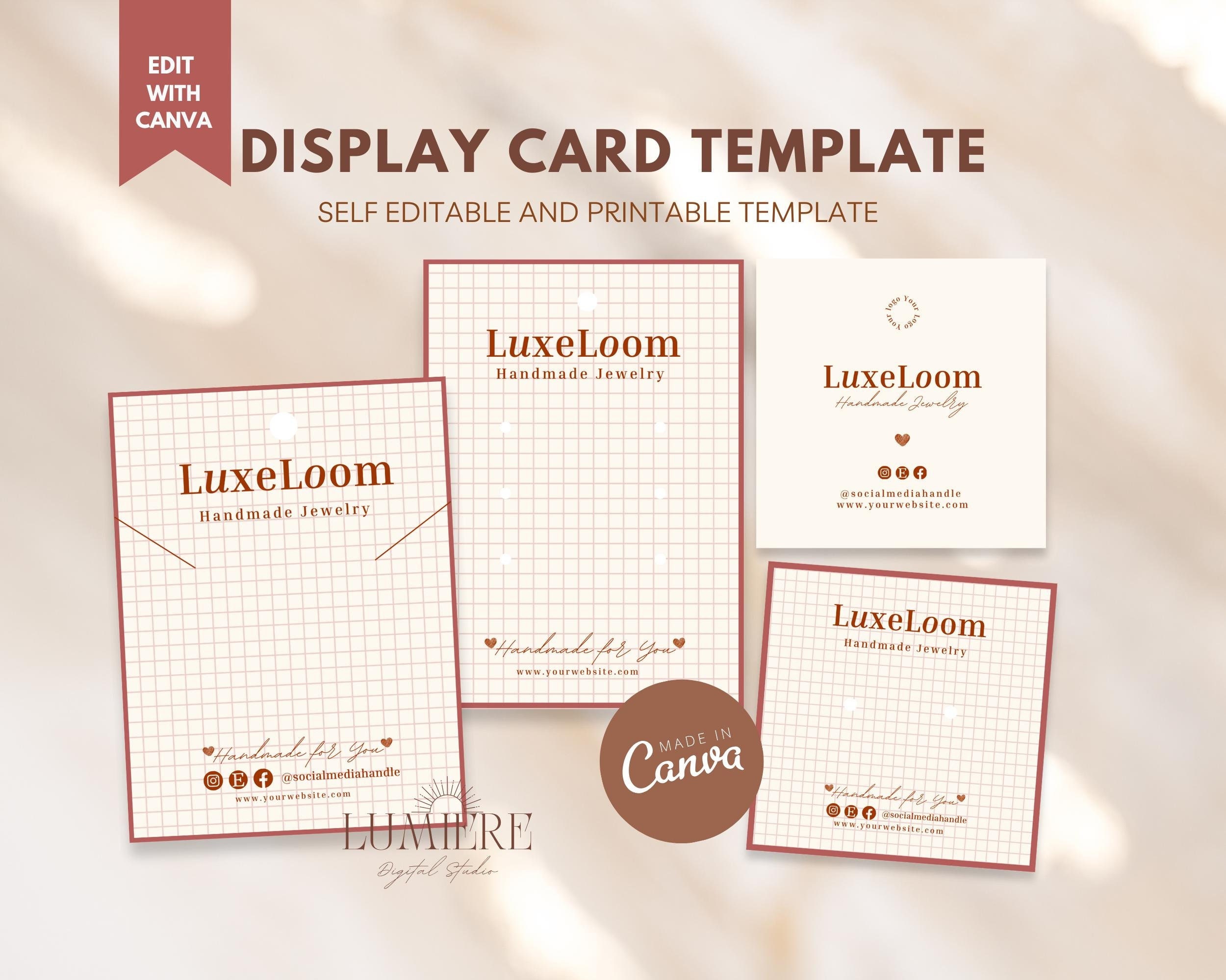 Retro Jewelry Display Card Template, Custom Editable Earring Card ...