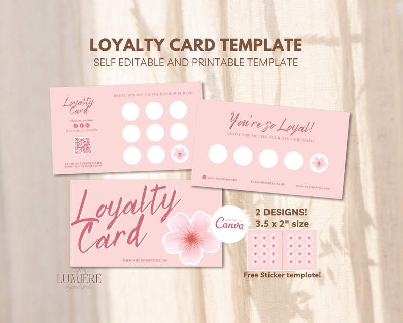 Pink Editable Loyalty Card Template, Printable Loyalty Card, Customer ...