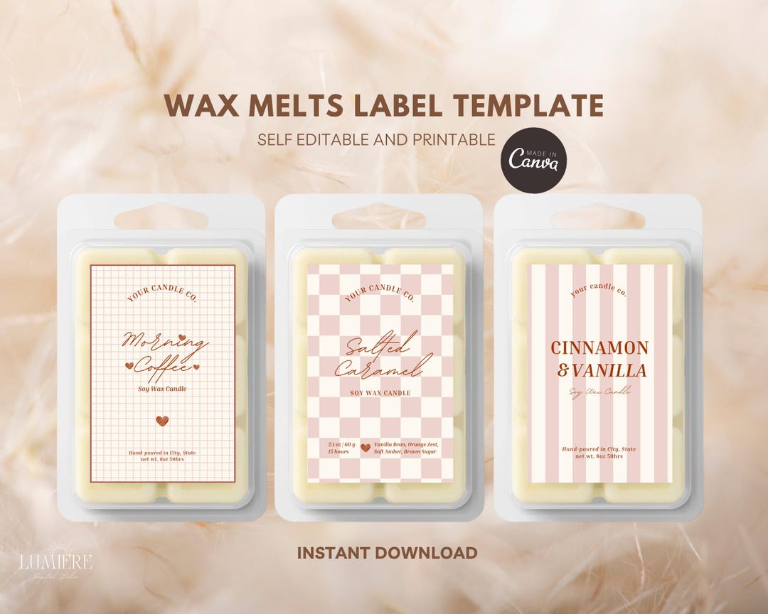 Pink Wax Melt Label Template Aesthetic, Editable Candle Label Design ...