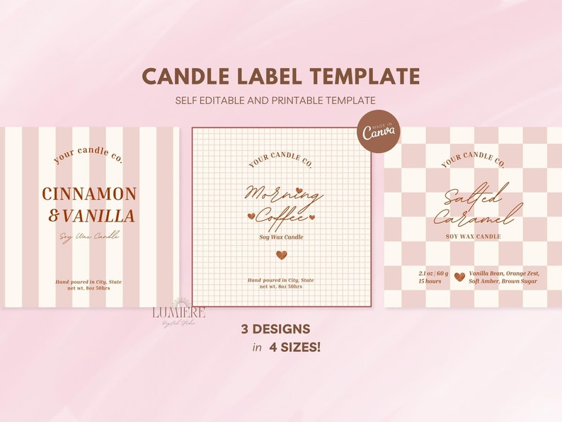 Printable Candle Labels Template, Modern Candle Label Design ...
