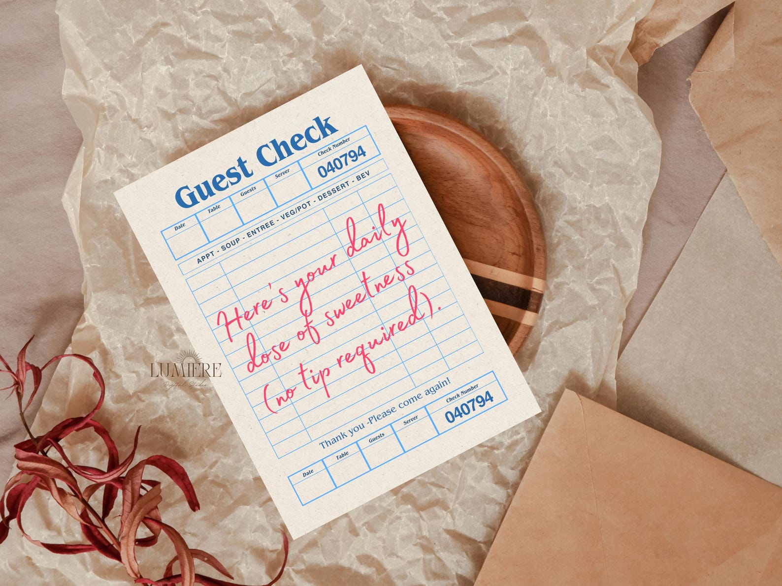 Guest Check Business Thank You Card Canva Template, Trendy Editable ...