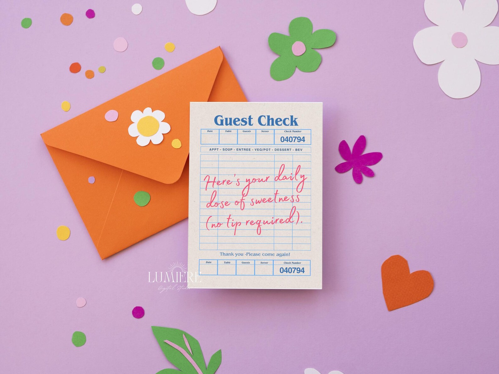 Guest Check Business Thank You Card Canva Template, Trendy Editable ...