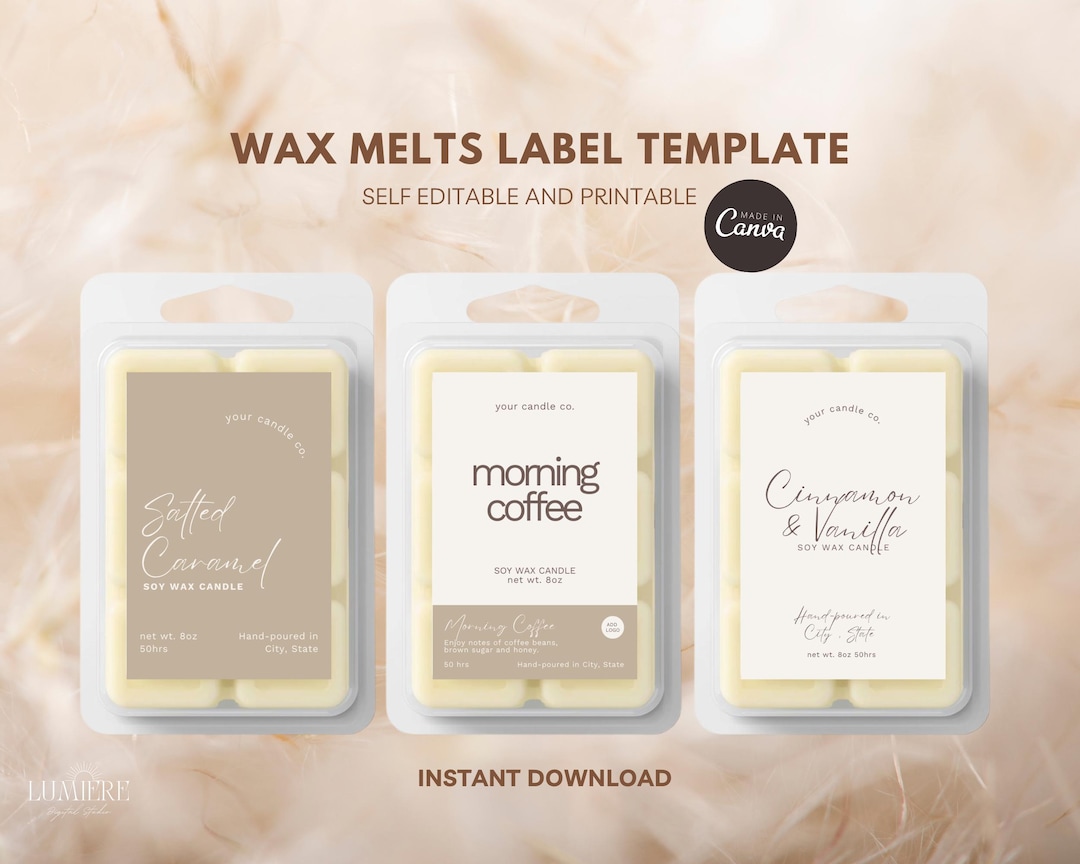 Minimal Wax Melts Label Template, Modern Wax Melt Label Sticker ...