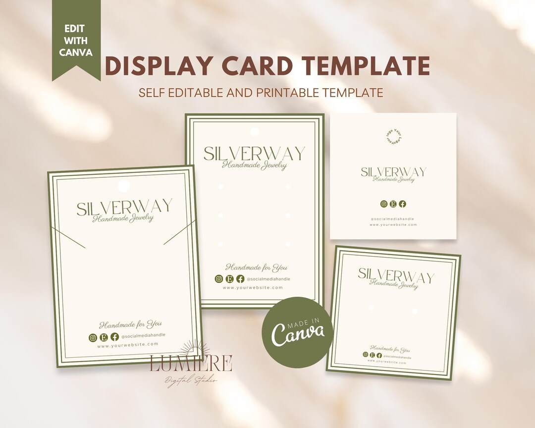 Custom Jewelry Cards for Necklace Card, Editable Jewelry Display Cards ...