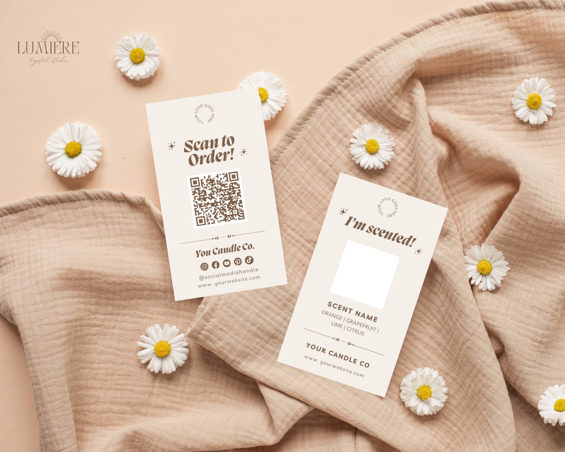 Scent Sample Card Template, Editable QR Code Scan to Order, Printable ...