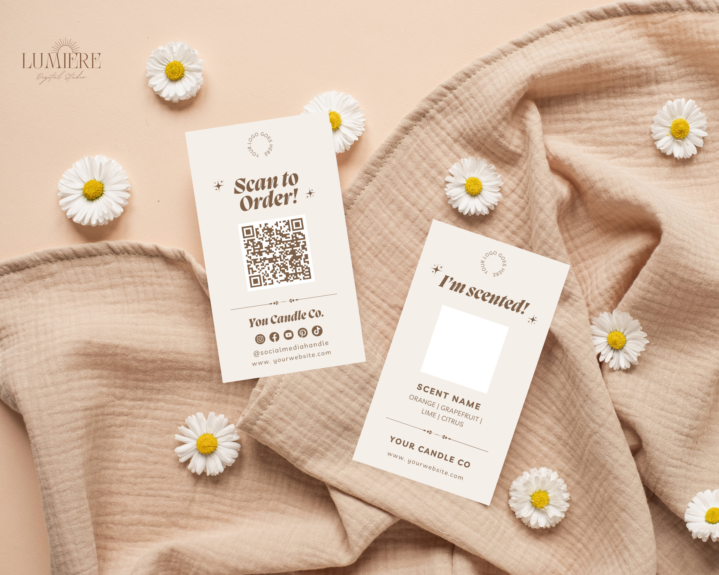 Scent Sample Card Template, Editable QR Code Scan to Order, Printable ...
