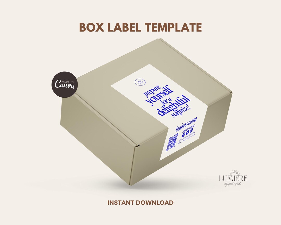 Luxury Box Seal Label Template, Minimal Box Label Design, DIY Packaging ...