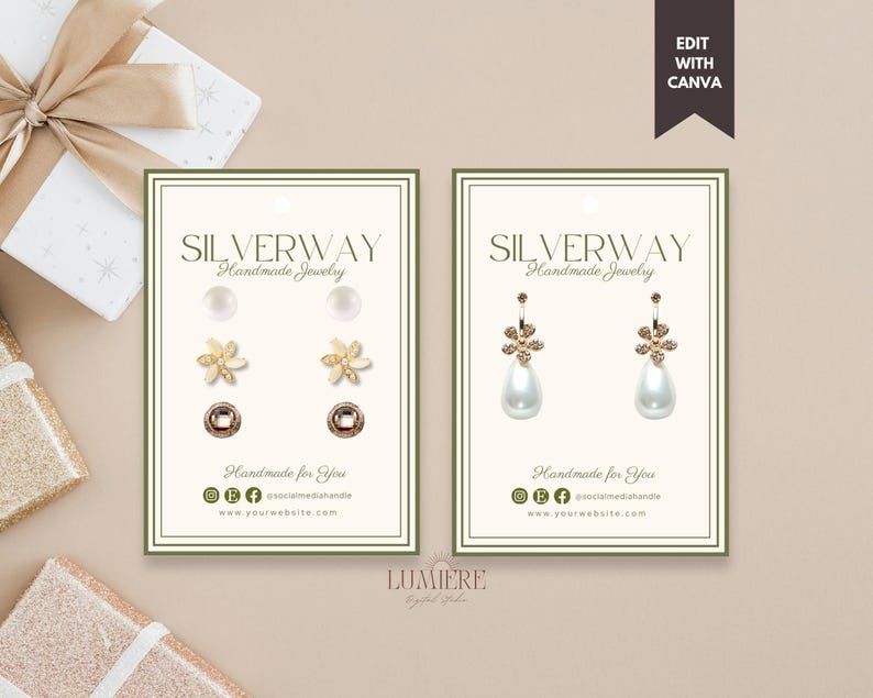 Custom Jewelry Cards for Necklace Card, Editable Jewelry Display Cards ...