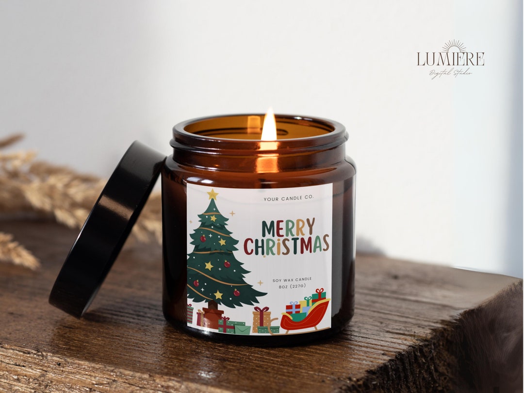Christmas Candle Labels Template Canva, Christmas Printable Holiday ...