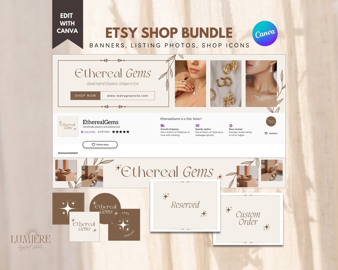 Editable Etsy Branding Kit, Etsy Banner Template, Canva DIY Etsy Store ...