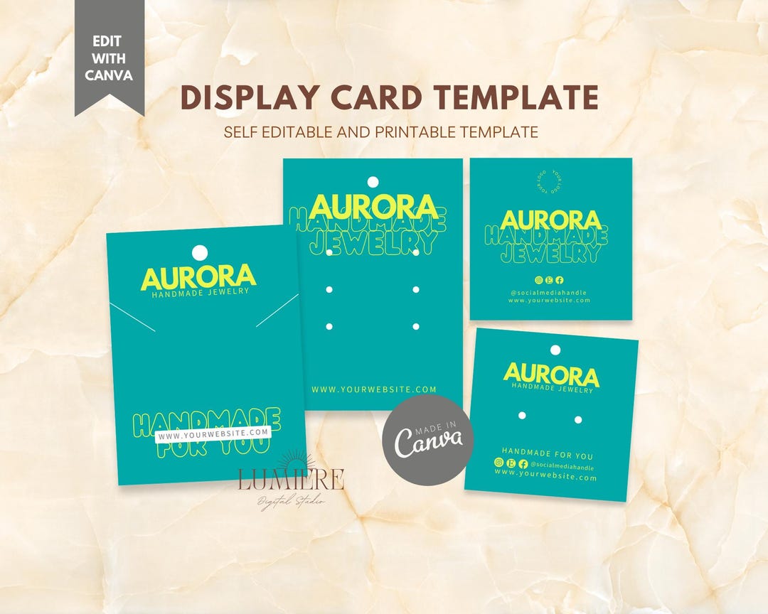Editable Jewelry Display Card Template, Retro Custom Earring Card ...