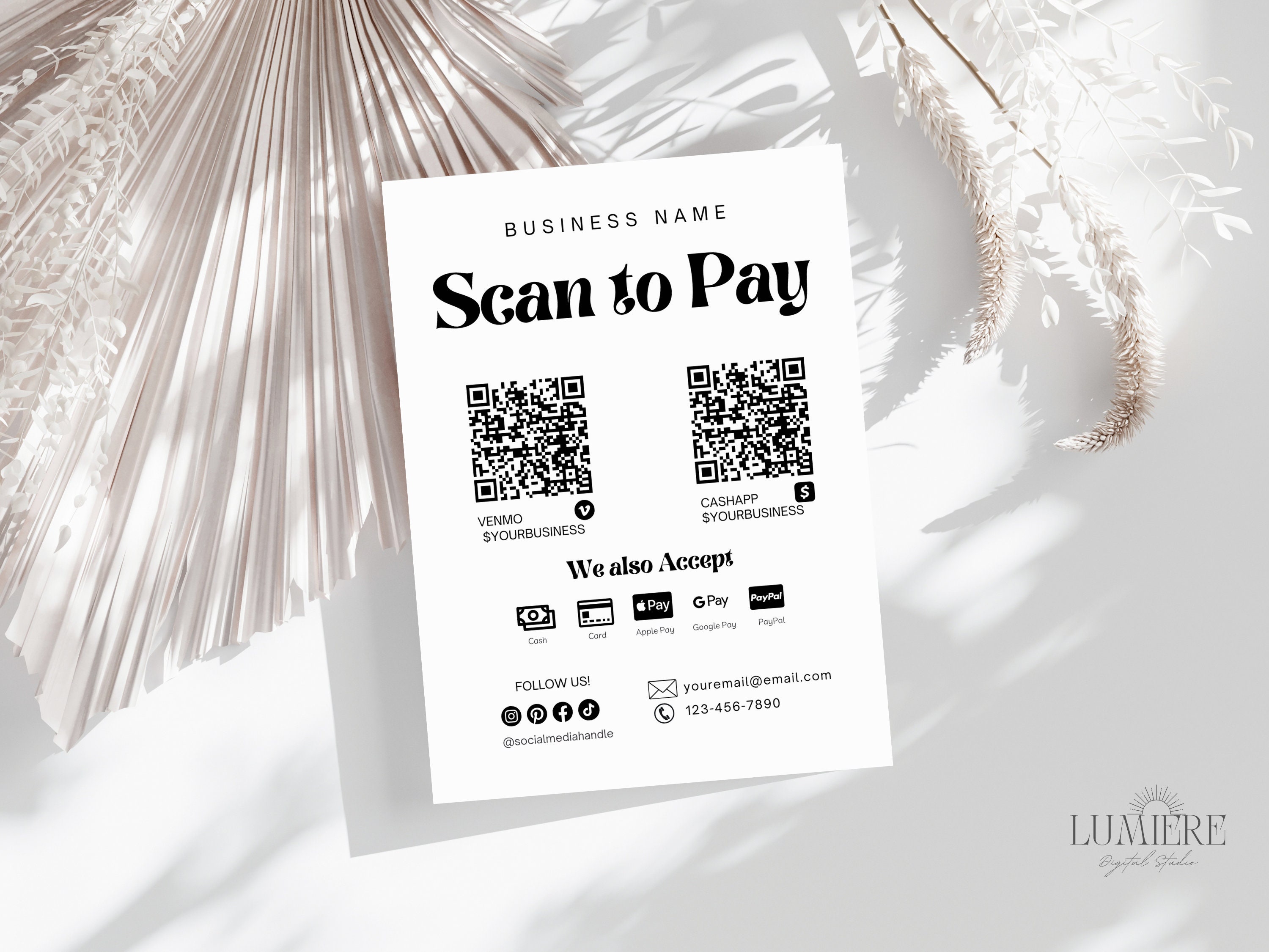 Editable Scan to Pay Sign, QR Code Sign Template, Scan to Pay Template ...