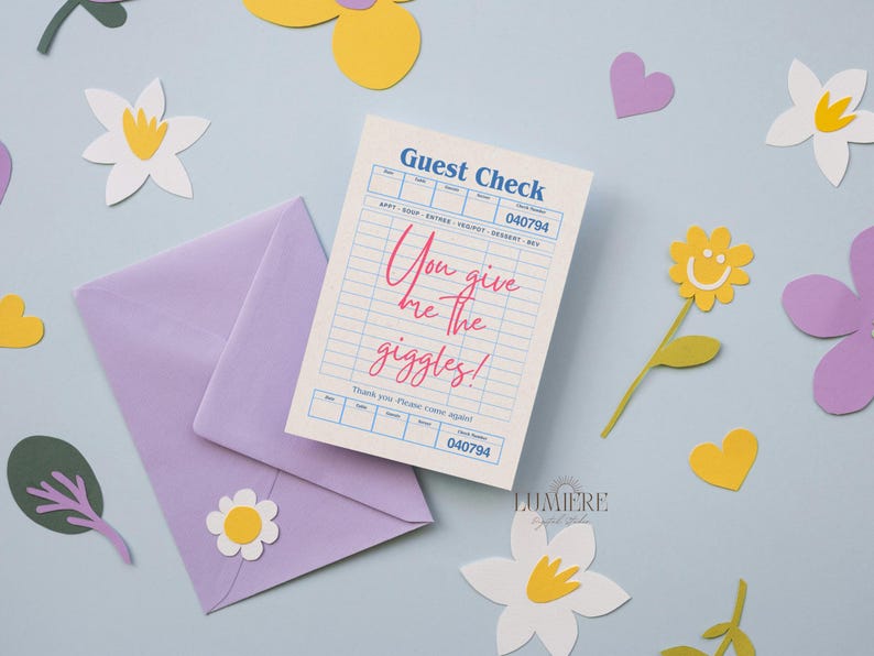 Guest Check Business Thank You Card Canva Template, Trendy Editable ...