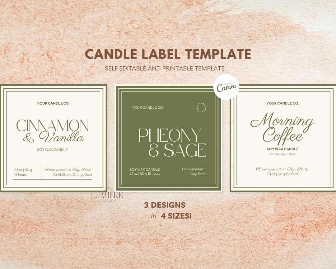 Editable Candle Labels Template, Modern Candle Label Design, Minimal ...