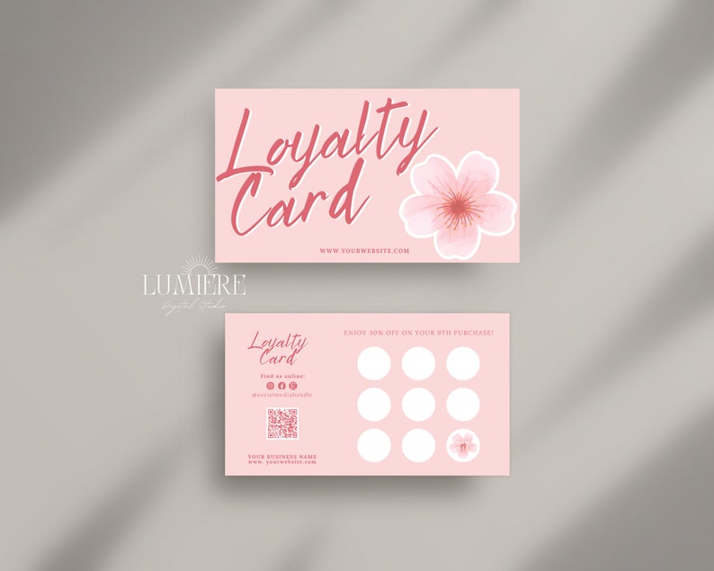 Pink Editable Loyalty Card Template, Printable Loyalty Card, Customer ...