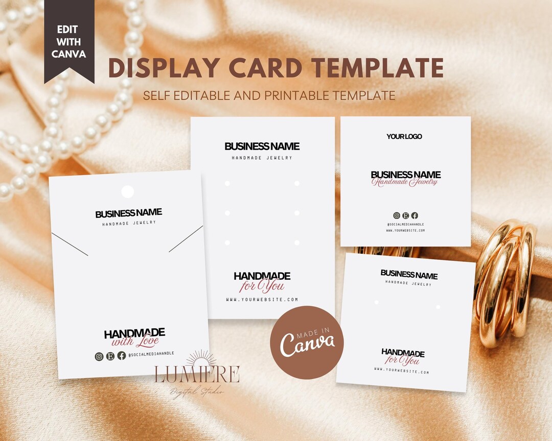 Editable Jewelry Display Card Template, Custom Earring Card Packaging ...