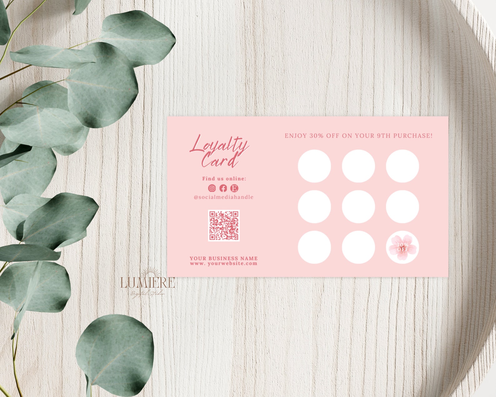 Pink Editable Loyalty Card Template, Printable Loyalty Card, Customer ...
