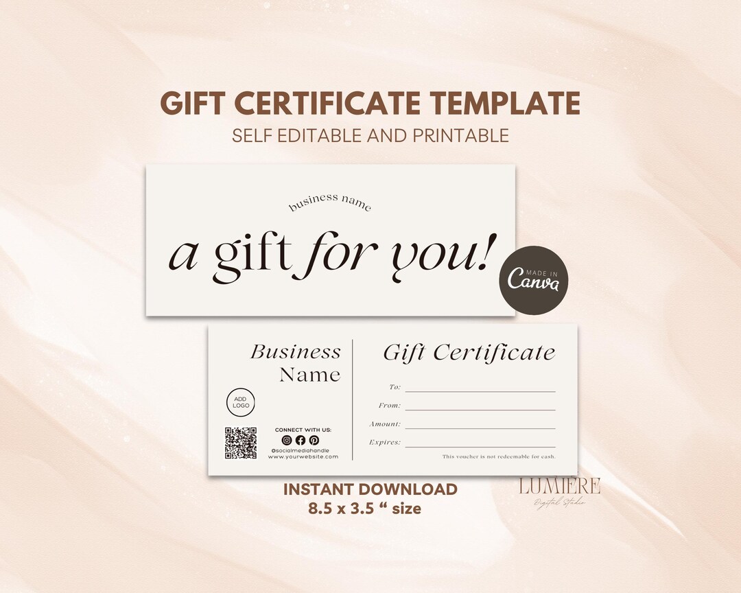 Editable Certificate Template, Printable Voucher Design, Minimal Coupon ...