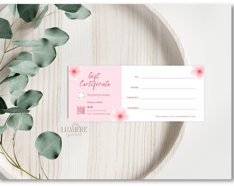 Pink Editable Gift Certificate Template, Printable Gift Voucher ...