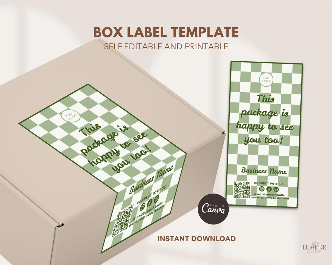 Retro Box Label Design, Cottagecore Box Seal Label Template, Packaging ...