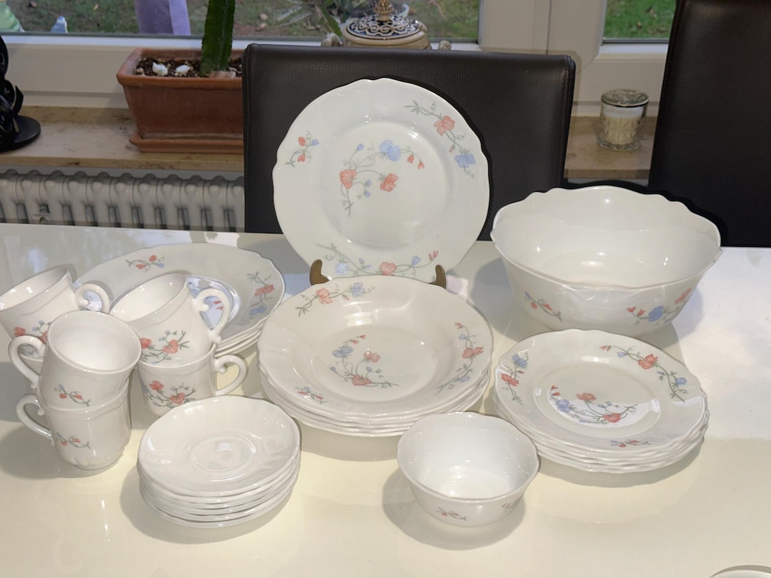 Vintage Arcopal France Floral Pattern Dining Service for 6 Persons - Etsy
