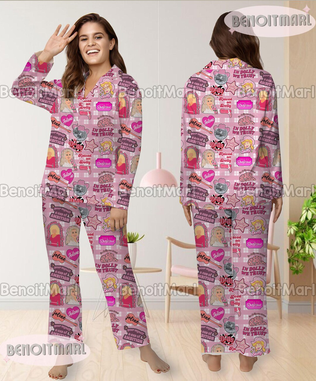 Dolly Parton Pajamas Set, Dolly Parton Long Sleeve Pyjamas Set, Womens ...
