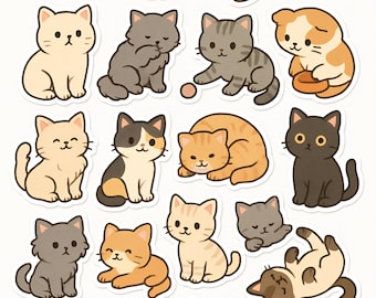 Cute Cat Sticker Sheet - Etsy