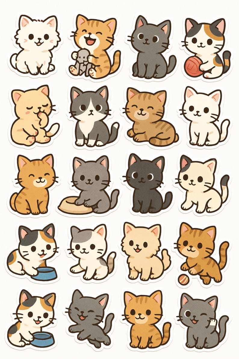 Cute Cat Sticker Sheet - Etsy