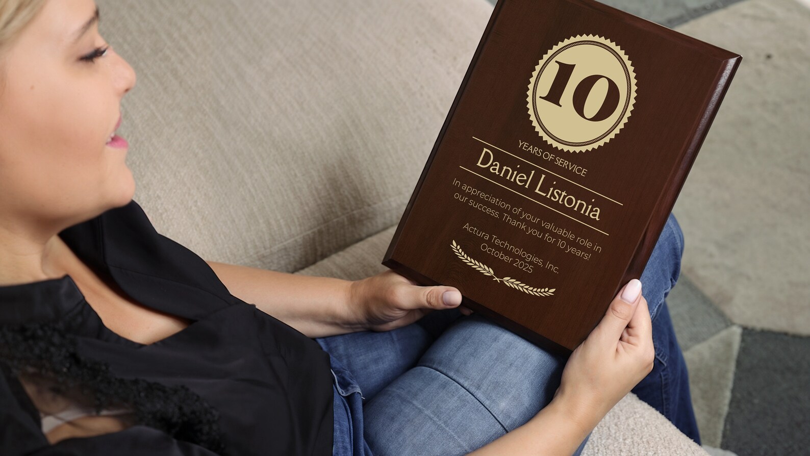 10 Year Work Anniversary Award | Ten Years of Dedication That Feels ...